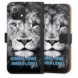 DeinDesign Xiaomi Mi 11 Lite 5G Handy Klapph&uuml;lle Handyh&uuml;lle aus Kunst Leder schwarz Flip Case Tsv 1860 M&uuml;nchen Official Licensed Product Lion Sideflip mit langer