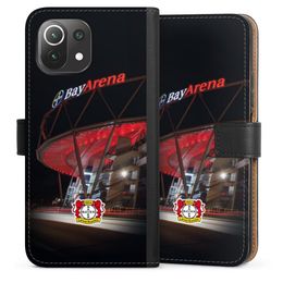 DeinDesign Xiaomi Mi 11 Lite 5G Handy Klapph&uuml;lle Handyh&uuml;lle aus Kunst Leder schwarz Flip Case Bayer 04 Leverkusen Stadium Official Licensed Product Sideflip mit 