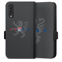 DeinDesign Galaxy A50 Handy Klapph&uuml;lle Handyh&uuml;lle aus Kunst Leder schwarz Flip Case Olympique Lyonnais Olympique Lyon Ol Sideflip mit Lasche