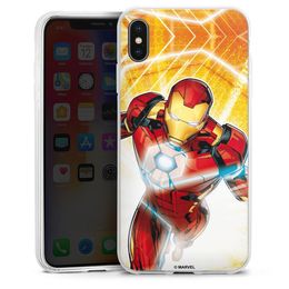 DeinDesign iPhone Xs Max Handy Silikon H&uuml;lle Case transparent Handyh&uuml;lle Marvel Iron Man Fire Silikon Case