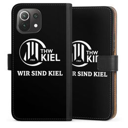 DeinDesign Xiaomi Mi 11 Lite 5G Handy Klapph&uuml;lle Handyh&uuml;lle aus Kunst Leder schwarz Flip Case Thw Kiel Handball Merchandise Sideflip mit langer Lasche