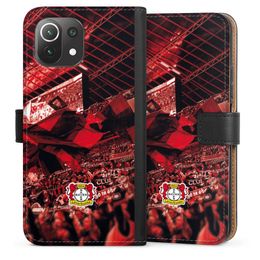 DeinDesign Xiaomi Mi 11 Lite 5G Handy Klapph&uuml;lle Handyh&uuml;lle aus Kunst Leder schwarz Flip Case Merchandise Bayer 04 Leverkusen Official Licensed Product Sideflip 