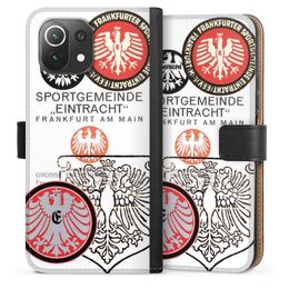 DeinDesign Xiaomi Mi 11 Lite 5G Handy Klapph&uuml;lle Handyh&uuml;lle aus Kunst Leder schwarz Flip Case Eintracht Frankfurt Retro Official Licensed Product Sideflip mit 