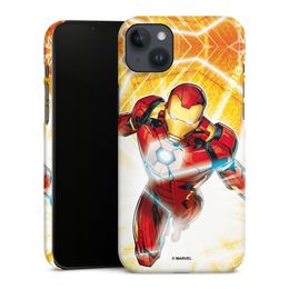 DeinDesign iPhone 14 Plus Handy Premium Case Smartphone Handyh&uuml;lle Schutzh&uuml;lle gl&auml;nzend Marvel Iron Man Fire Premium Case