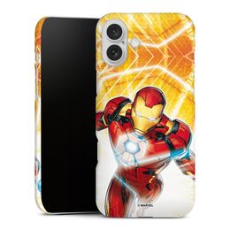 DeinDesign iPhone 16 Plus Handy Premium Case Smartphone Handyh&uuml;lle Schutzh&uuml;lle matt Marvel Iron Man Fire Premium Case