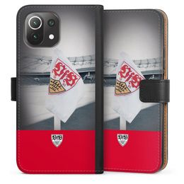 DeinDesign Xiaomi Mi 11 Lite 5G Handy Klapph&uuml;lle Handyh&uuml;lle aus Kunst Leder schwarz Flip Case Official Licensed Product Bundesliga Vfb Stuttgart Sideflip mit 