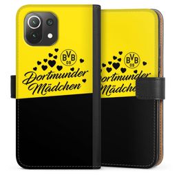 DeinDesign Xiaomi Mi 11 Lite 5G Handy Klapph&uuml;lle Handyh&uuml;lle aus Kunst Leder schwarz Flip Case Dortmunder Girl Borussia Dortmund Bvb Sideflip mit langer Lasche