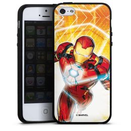 DeinDesign iPhone SE (2016-2019) Handy Silikon H&uuml;lle Case schwarz Handyh&uuml;lle Marvel Fire Iron Man