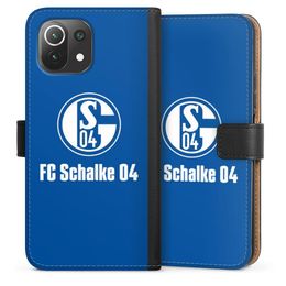 DeinDesign Xiaomi Mi 11 Lite 5G Handy Klapph&uuml;lle Handyh&uuml;lle aus Kunst Leder schwarz Flip Case Official Licensed Product Logo Fc Schalke 04 Sideflip mit langer 