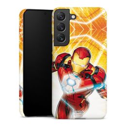 DeinDesign Galaxy S22 Handy Premium Case Smartphone Handyh&uuml;lle Schutzh&uuml;lle gl&auml;nzend Marvel Iron Man Fire Premium Case