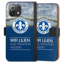 DeinDesign Xiaomi Mi 11 Lite 5G Handy Klapph&uuml;lle Handyh&uuml;lle aus Kunst Leder schwarz Flip Case Official Licensed Product Sv Darmstadt 98 Coat Of Arms Sideflip mit