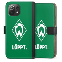 DeinDesign Xiaomi Mi 11 Lite 5G Handy Klapph&uuml;lle Handyh&uuml;lle aus Kunst Leder schwarz Flip Case Sv Werder Bremen Official Licensed Product Statement Sideflip mit 