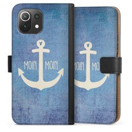 DeinDesign Xiaomi Mi 11 Lite 5G Handy Klapph&uuml;lle Handyh&uuml;lle aus Kunst Leder schwarz Flip Case Anchor Maritim Blue Sideflip mit langer Lasche