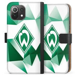 DeinDesign Xiaomi Mi 11 Lite 5G Handy Klapph&uuml;lle Handyh&uuml;lle aus Kunst Leder schwarz Flip Case Tarnmuster Sv Werder Bremen Official Licensed Product Sideflip mit 