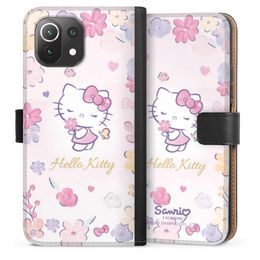 DeinDesign Xiaomi Mi 11 Lite 5G Handy Klapph&uuml;lle Handyh&uuml;lle aus Kunst Leder schwarz Flip Case Water Colour Hello Kitty Merchandise Sideflip mit langer Lasche