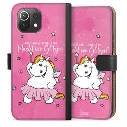 DeinDesign Xiaomi Mi 11 Lite 5G Handy Klapph&uuml;lle Handyh&uuml;lle aus Kunst Leder schwarz Flip Case Pummeleinhorn Pummel & Friends Official Licensed Product Sideflip 