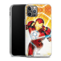 DeinDesign iPhone 12 Pro Max Handy Silikon H&uuml;lle Case transparent Handyh&uuml;lle Marvel Fire Iron Man Silikon Case