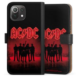 DeinDesign Xiaomi Mi 11 Lite 5G Handy Klapph&uuml;lle Handyh&uuml;lle aus Kunst Leder schwarz Flip Case Band Acdc Official Licensed Product Sideflip mit langer Lasche