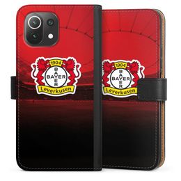 DeinDesign Xiaomi Mi 11 Lite 5G Handy Klapph&uuml;lle Handyh&uuml;lle aus Kunst Leder schwarz Flip Case Bayer 04 Leverkusen Official Licensed Product Stadium Sideflip mit 