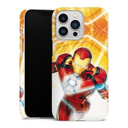 DeinDesign iPhone 13 Pro Handy Premium Case Smartphone Handyh&uuml;lle Schutzh&uuml;lle matt Marvel Iron Man Fire Premium Case
