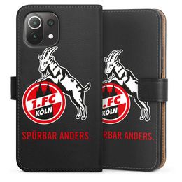 DeinDesign Xiaomi Mi 11 Lite 5G Handy Klapph&uuml;lle Handyh&uuml;lle aus Kunst Leder schwarz Flip Case Transparent Official Licensed Product 1. Fc K&ouml;ln Sideflip mit 