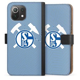 DeinDesign Xiaomi Mi 11 Lite 5G Handy Klapph&uuml;lle Handyh&uuml;lle aus Kunst Leder schwarz Flip Case Fc Schalke 04 Bundesliga Stripes Sideflip mit langer Lasche