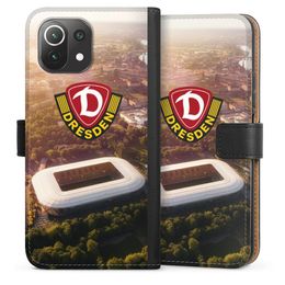 DeinDesign Xiaomi Mi 11 Lite 5G Handy Klapph&uuml;lle Handyh&uuml;lle aus Kunst Leder schwarz Flip Case Stadium Sg Dynamo Dresden Sgd Sideflip mit langer Lasche