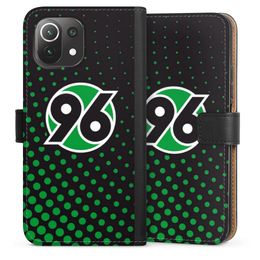 DeinDesign Xiaomi Mi 11 Lite 5G Handy Klapph&uuml;lle Handyh&uuml;lle aus Kunst Leder schwarz Flip Case Hannover 96 Muster Logo Sideflip mit langer Lasche