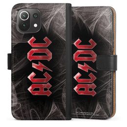 DeinDesign Xiaomi Mi 11 Lite 5G Handy Klapph&uuml;lle Handyh&uuml;lle aus Kunst Leder schwarz Flip Case Acdc Merchandise Logo Sideflip mit langer Lasche