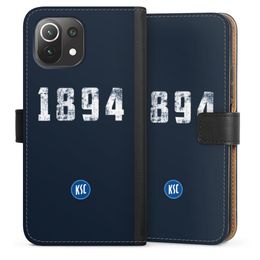 DeinDesign Xiaomi Mi 11 Lite 5G Handy Klapph&uuml;lle Handyh&uuml;lle aus Kunst Leder schwarz Flip Case Karlsruher Sc Ksc Bundesliga Sideflip mit langer Lasche