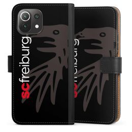 DeinDesign Xiaomi Mi 11 Lite 5G Handy Klapph&uuml;lle Handyh&uuml;lle aus Kunst Leder schwarz Flip Case Logo Sc Freiburg Official Licensed Product Sideflip mit langer 