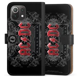 DeinDesign Xiaomi Mi 11 Lite 5G Handy Klapph&uuml;lle Handyh&uuml;lle aus Kunst Leder schwarz Flip Case Black Ice Merchandise Acdc Sideflip mit langer Lasche