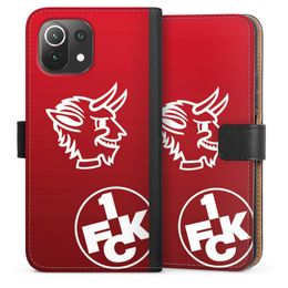 DeinDesign Xiaomi Mi 11 Lite 5G Handy Klapph&uuml;lle Handyh&uuml;lle aus Kunst Leder schwarz Flip Case 1. Fc Kaiserslautern Official Licensed Product Devil Sideflip mit 