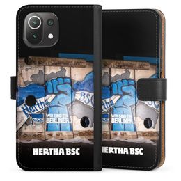 DeinDesign Xiaomi Mi 11 Lite 5G Handy Klapph&uuml;lle Handyh&uuml;lle aus Kunst Leder schwarz Flip Case Wall Hertha Bsc Official Licensed Product Sideflip mit langer 
