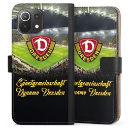 DeinDesign Xiaomi Mi 11 Lite 5G Handy Klapph&uuml;lle Handyh&uuml;lle aus Kunst Leder schwarz Flip Case Official Licensed Product Sgd Sg Dynamo Dresden Sideflip mit langer