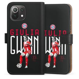DeinDesign Xiaomi Mi 11 Lite 5G Handy Klapph&uuml;lle Handyh&uuml;lle aus Kunst Leder schwarz Flip Case Fc Bayern M&uuml;nchen Giulia Gwinn Official Licensed Product Sideflip 