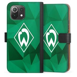DeinDesign Xiaomi Mi 11 Lite 5G Handy Klapph&uuml;lle Handyh&uuml;lle aus Kunst Leder schwarz Flip Case Official Licensed Product Camouflage Sv Werder Bremen Sideflip mit 