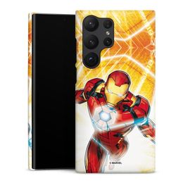 DeinDesign Galaxy S23 Ultra Handy Premium Case Smartphone Handyh&uuml;lle Schutzh&uuml;lle matt Marvel Iron Man Fire Premium Case
