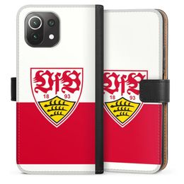DeinDesign Xiaomi Mi 11 Lite 5G Handy Klapph&uuml;lle Handyh&uuml;lle aus Kunst Leder schwarz Flip Case Vfb Stuttgart Official Licensed Product Logo Sideflip mit langer 