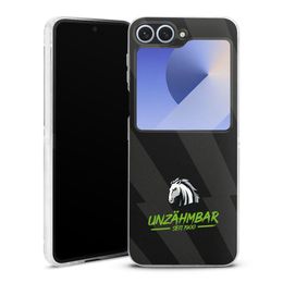 DeinDesign Galaxy Z Flip 7 FE Handy Hard Case Schutzh&uuml;lle transparent Smartphone Handy H&uuml;lle Horse Official Licensed Product Borussia M&ouml;nchengladbach Hard Case