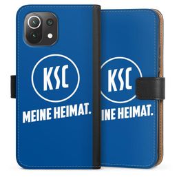 DeinDesign Xiaomi Mi 11 Lite 5G Handy Klapph&uuml;lle Handyh&uuml;lle aus Kunst Leder schwarz Flip Case Ksc Karlsruher Sc Statement Sideflip mit langer Lasche