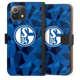 DeinDesign Xiaomi Mi 11 Lite 5G Handy Klapph&uuml;lle Handyh&uuml;lle aus Kunst Leder schwarz Flip Case Fc Schalke 04 Muster Camouflage Sideflip mit langer Lasche