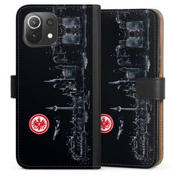 DeinDesign Xiaomi Mi 11 Lite 5G Handy Klapph&uuml;lle Handyh&uuml;lle aus Kunst Leder schwarz Flip Case Skyline Sge Eintracht Frankfurt Sideflip mit langer Lasche