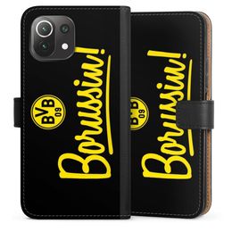 DeinDesign Xiaomi Mi 11 Lite 5G Handy Klapph&uuml;lle Handyh&uuml;lle aus Kunst Leder schwarz Flip Case Borussia Dortmund Soccer Bvb Sideflip mit langer Lasche