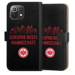 DeinDesign Xiaomi Mi 11 Lite 5G Handy Klapph&uuml;lle Handyh&uuml;lle aus Kunst Leder schwarz Flip Case Merchandise European Cup Eintracht Frankfurt Sideflip mit langer 