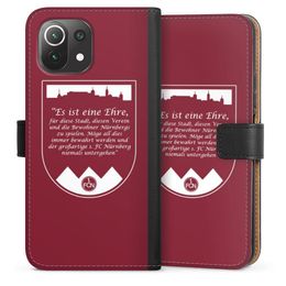 DeinDesign Xiaomi Mi 11 Lite 5G Handy Klapph&uuml;lle Handyh&uuml;lle aus Kunst Leder schwarz Flip Case 1. Fc N&uuml;rnberg Bundesliga Merchandise Sideflip mit langer Lasche