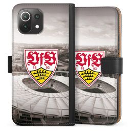 DeinDesign Xiaomi Mi 11 Lite 5G Handy Klapph&uuml;lle Handyh&uuml;lle aus Kunst Leder schwarz Flip Case Official Licensed Product Stadium Vfb Stuttgart Sideflip mit langer