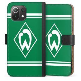 DeinDesign Xiaomi Mi 11 Lite 5G Handy Klapph&uuml;lle Handyh&uuml;lle aus Kunst Leder schwarz Flip Case Logo Sv Werder Bremen Official Licensed Product Sideflip mit langer