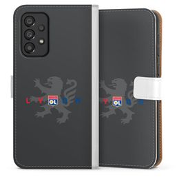 DeinDesign Galaxy A33 5G Handy Klapph&uuml;lle Handyh&uuml;lle aus Kunst Leder wei&szlig; Flip Case Olympique Lyon Olympique Lyonnais Ol Sideflip mit Lasche