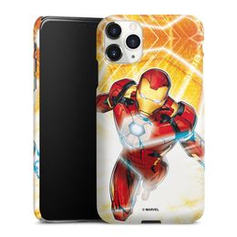 DeinDesign iPhone 11 Pro Max Handy Premium Case Smartphone Handyh&uuml;lle Schutzh&uuml;lle gl&auml;nzend Fire Iron Man Marvel Premium Case